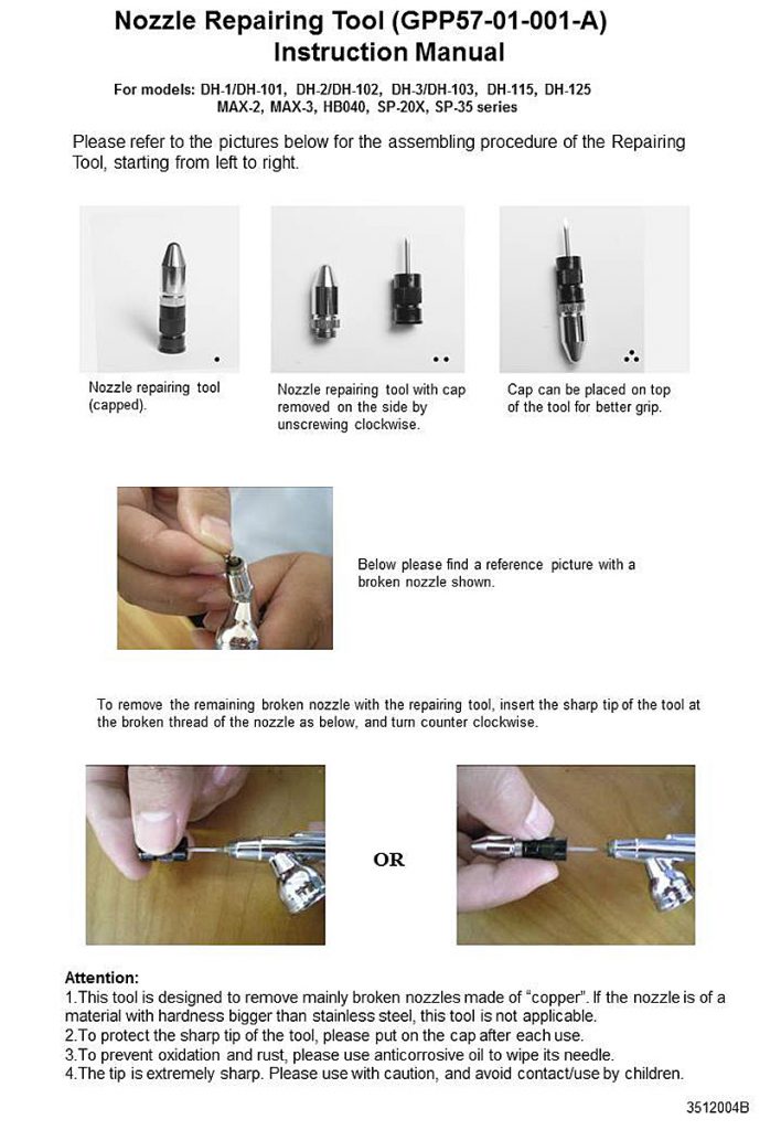 Sparmax Nozzle Repairing Tool - Everything Airbrush