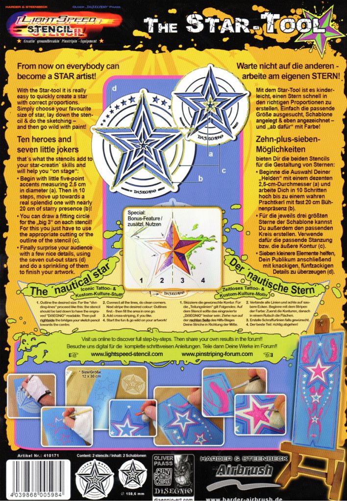 Harder & Steenbeck: Light Speed Stencils - Star Tool - Everything Airbrush