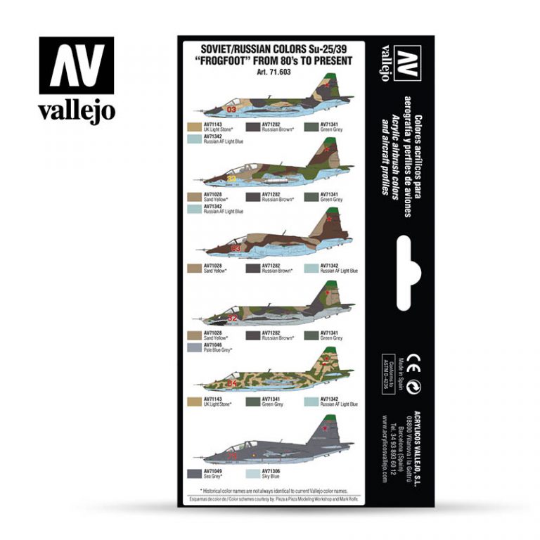 Vallejo Model Air Paint Set - Soviet/Russian Colors Su-25/39 "Frogfoot ...