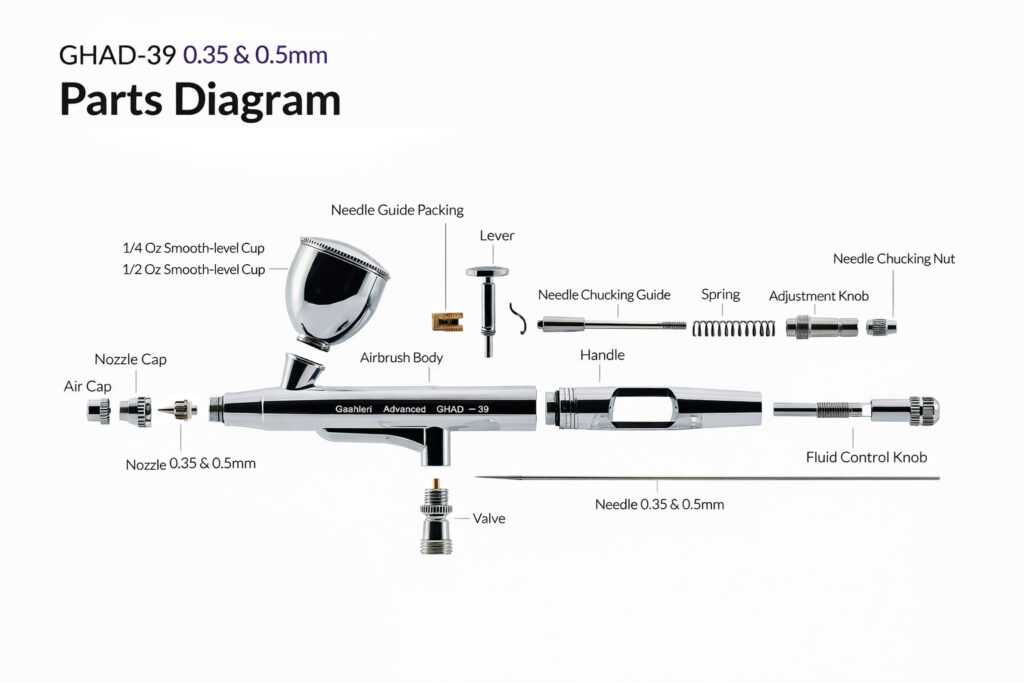 Gaahleri Advanced Series - GHAD-39 Gravity Feed Double Action Airbrush ...