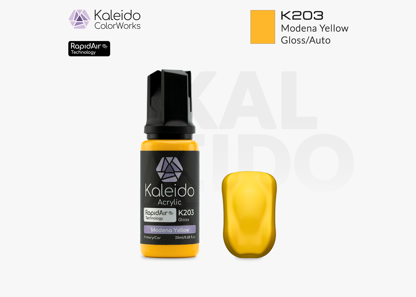 Kaleido ColorWorks: K203 - Modena Yellow (20ml) - Everything Airbrush